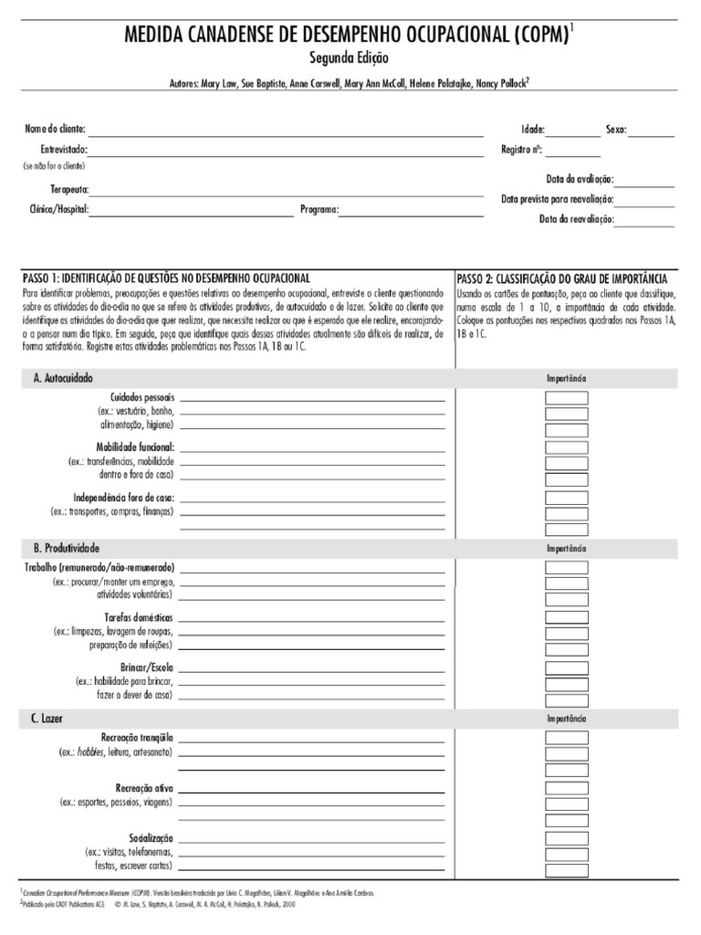 COPM questionário | PDF