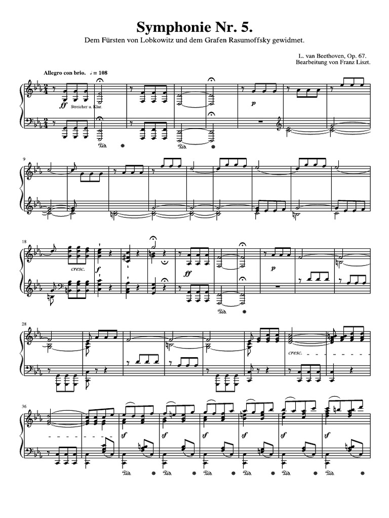 Beethoven Liszt - 5th Symphony | PDF