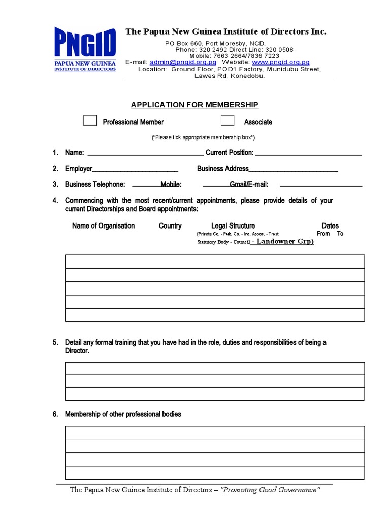 New Membership Application Form | PDF | Papua New Guinea | Government