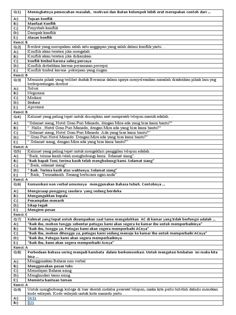 Soal Komunikasi Industri Pariwisata | PDF