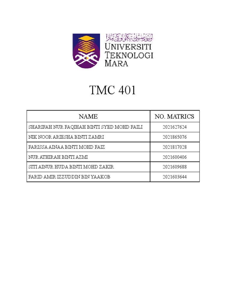 TMC 401 Group Assesment | PDF