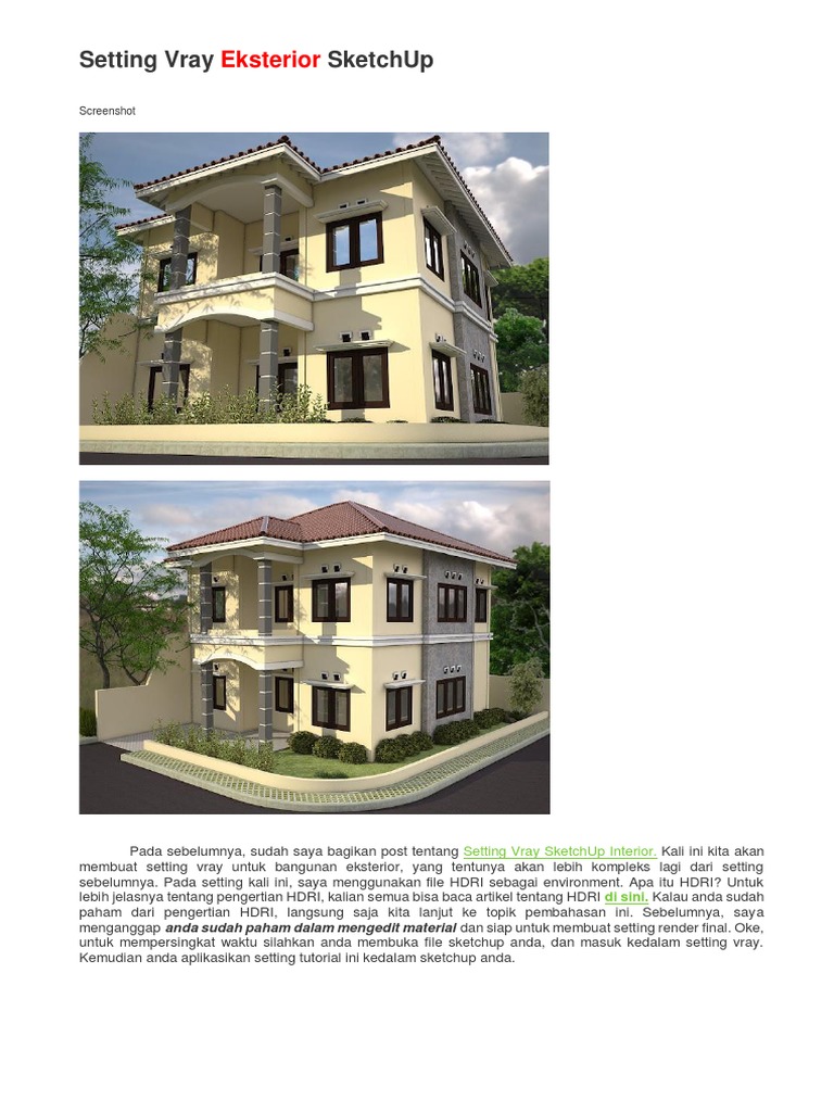 Contoh Setting Vray Eksterior SketchUp | PDF | Komputer