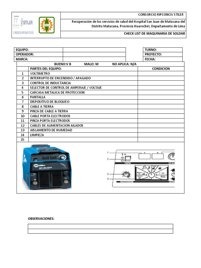 Check List de Maquina de Soldar | PDF