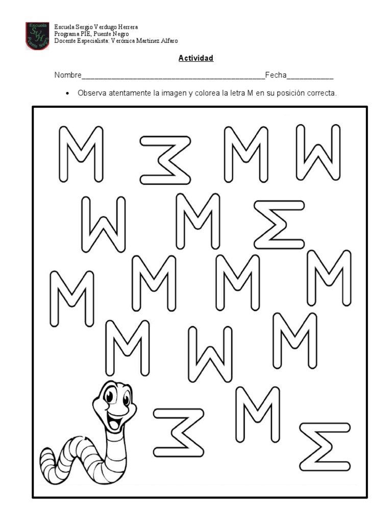 Actividad: Colorea la Letra M | PDF