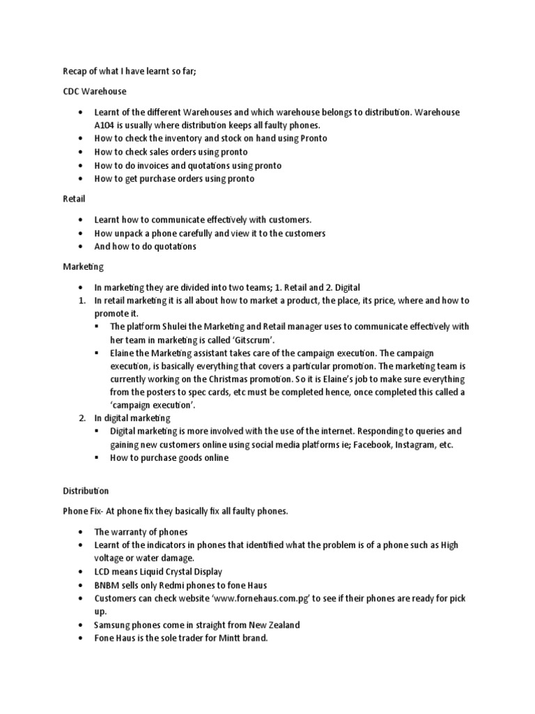 Recap of What I Have Learnt So Far. | PDF | Marketing | Retail