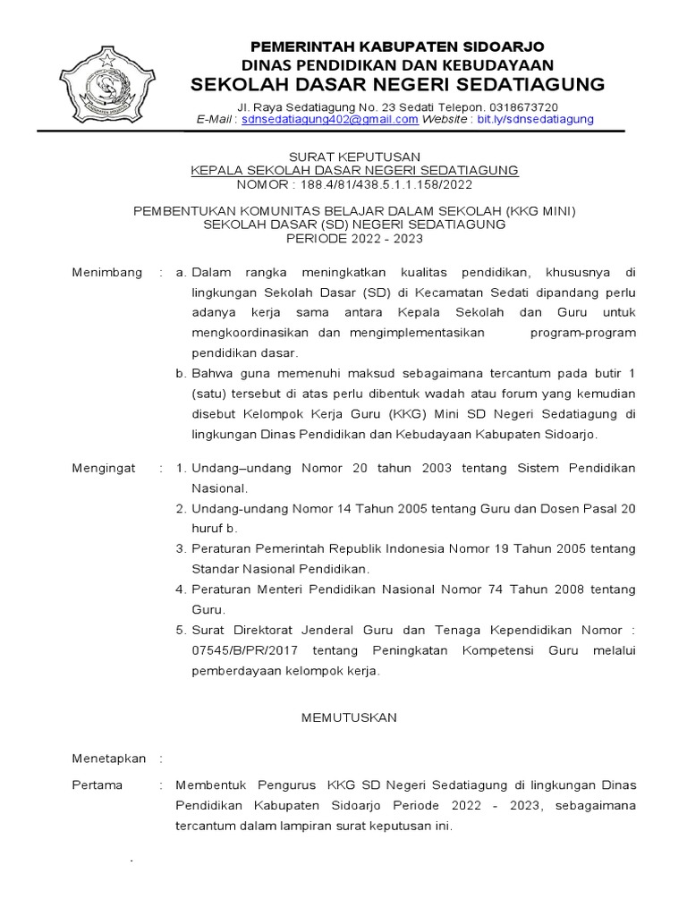 SK - KKG Mini - 2022-2023 | PDF | Karier & Perkembangan
