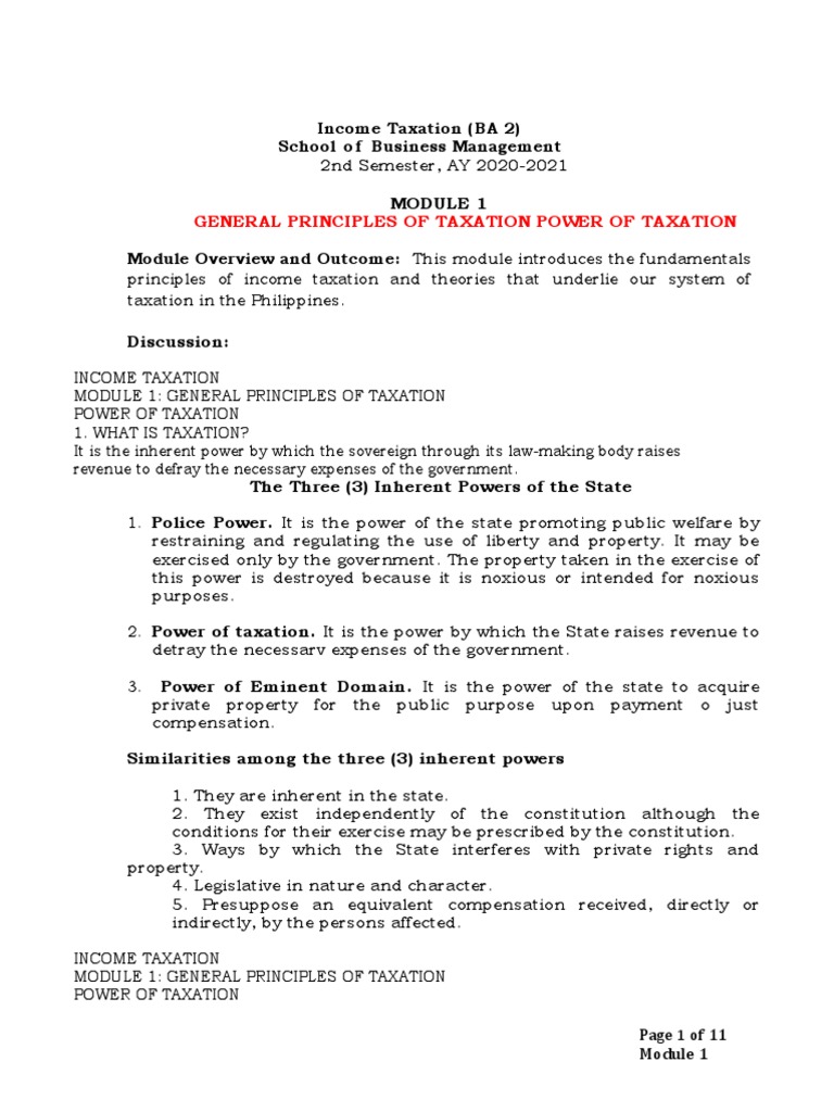 Taxation Module-1 | PDF
