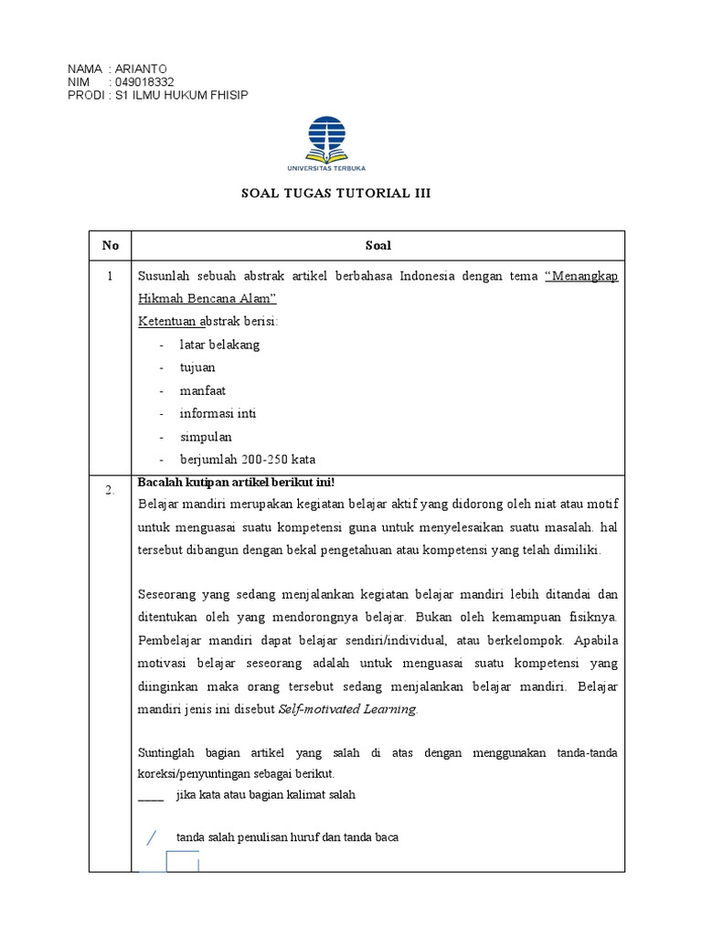 Tugas 3 Tuton - MKWU4108 | PDF
