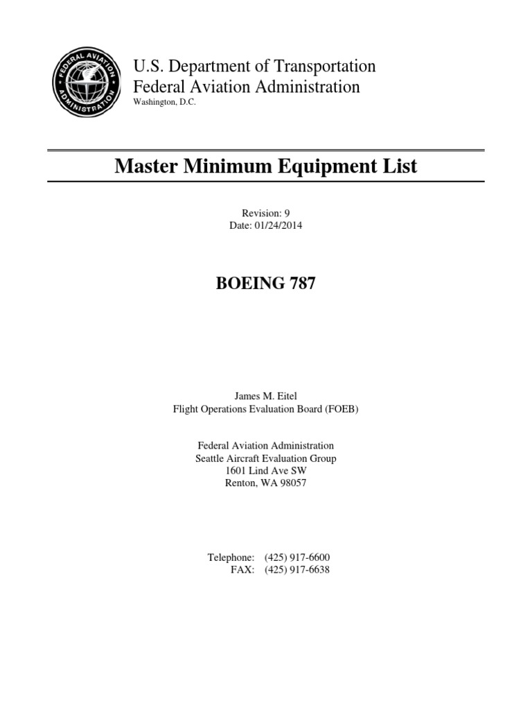Boeing 787 Master Minimum Equipment List | PDF | Aircraft | Aviation