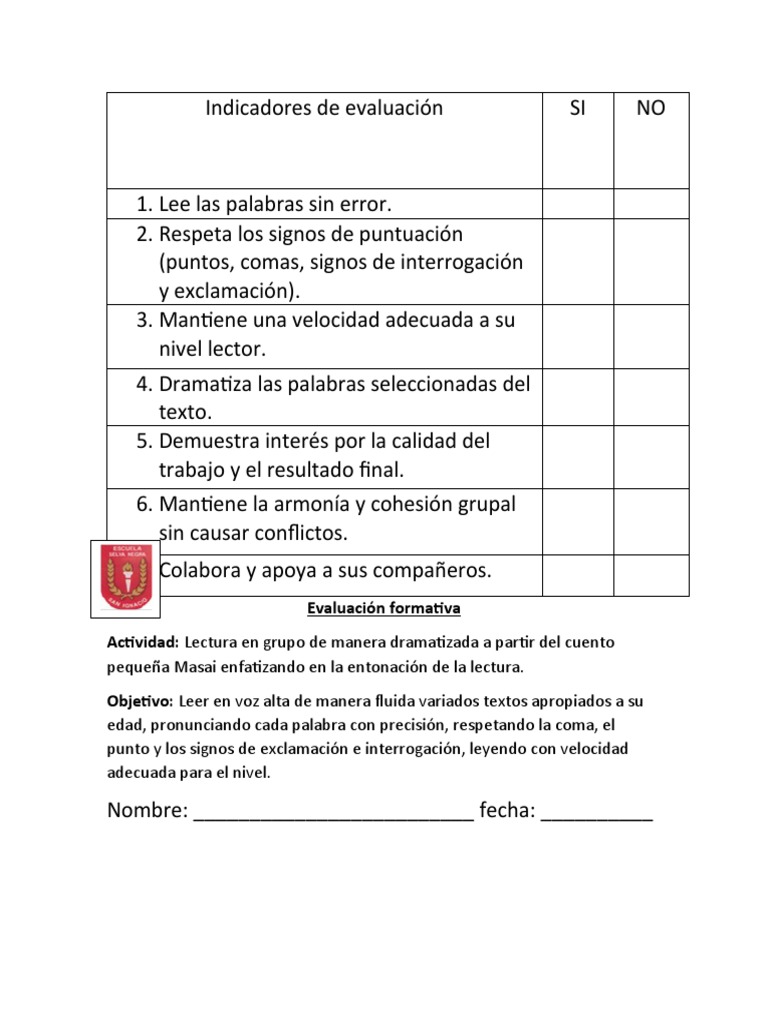 lista de cotejo lectura dramatizada | PDF