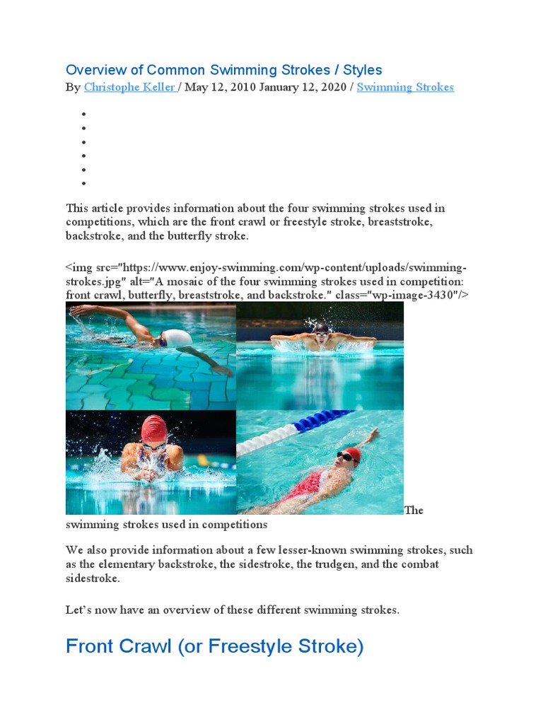 Swimming Strokes | PDF