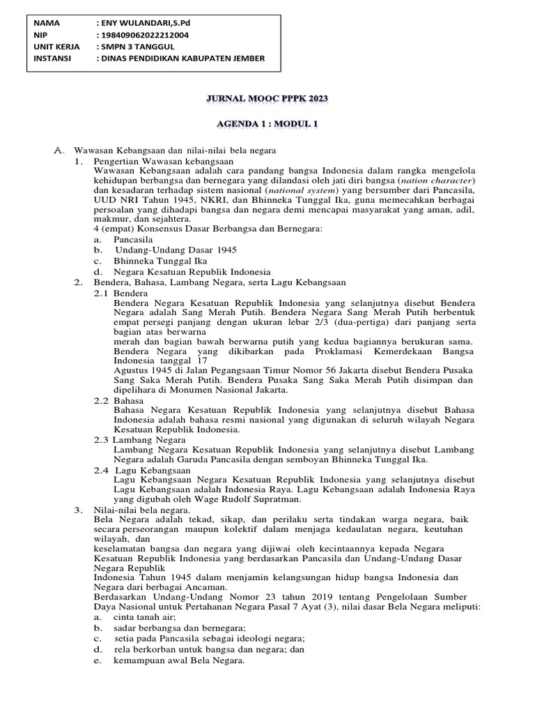 Jurnal Mooc PPPK 2023 Eny | PDF