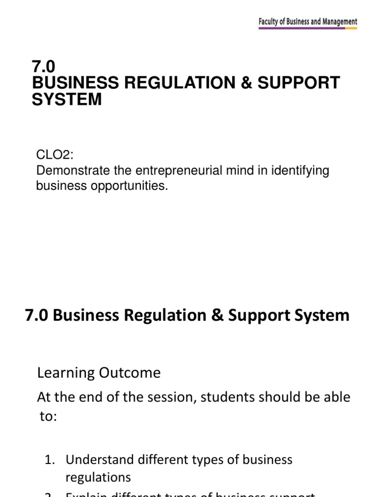 Business Regulation & Support Systems | PDF | Business