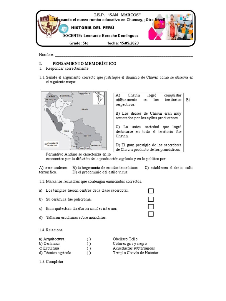 Examen 5to | PDF | Andes | Era precolombina