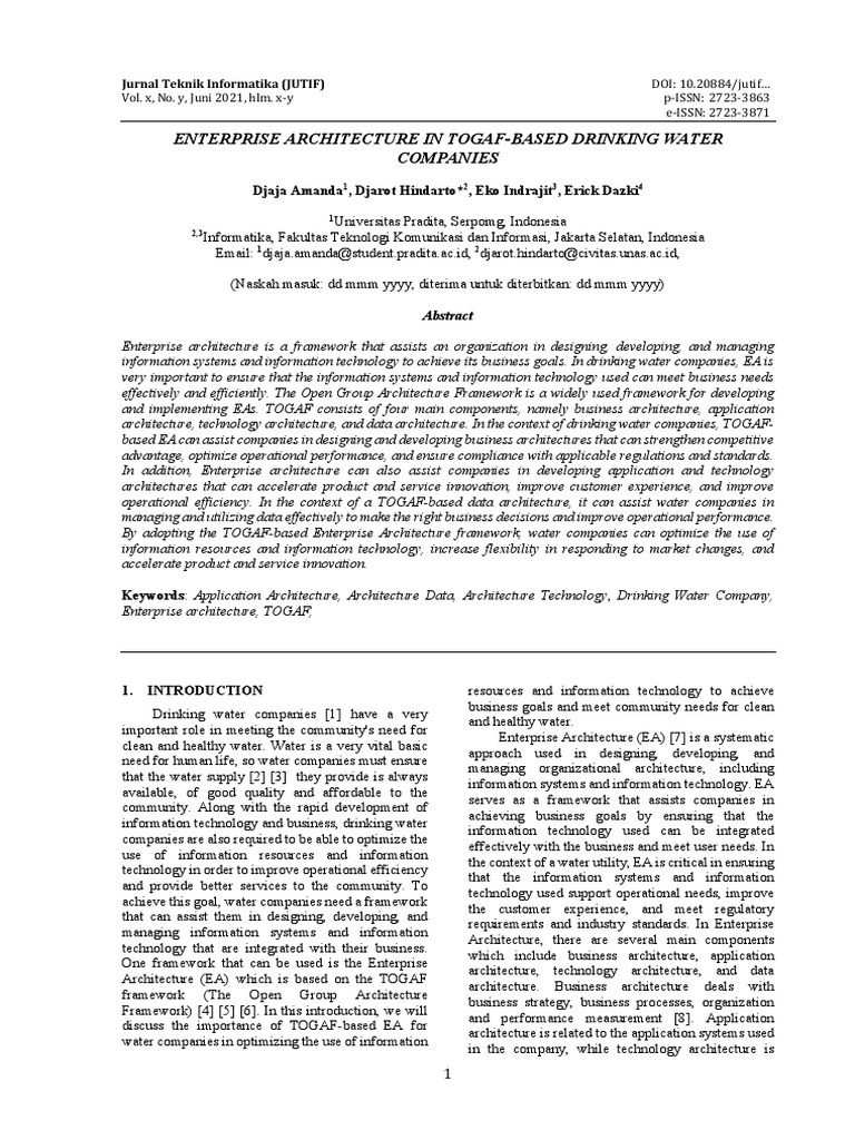 Enterprise Architecture Drinking Water PDAM | PDF | Enterprise Architecture | Databases
