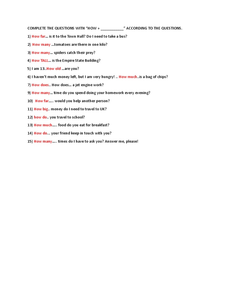 Exercise - Questions With How | PDF