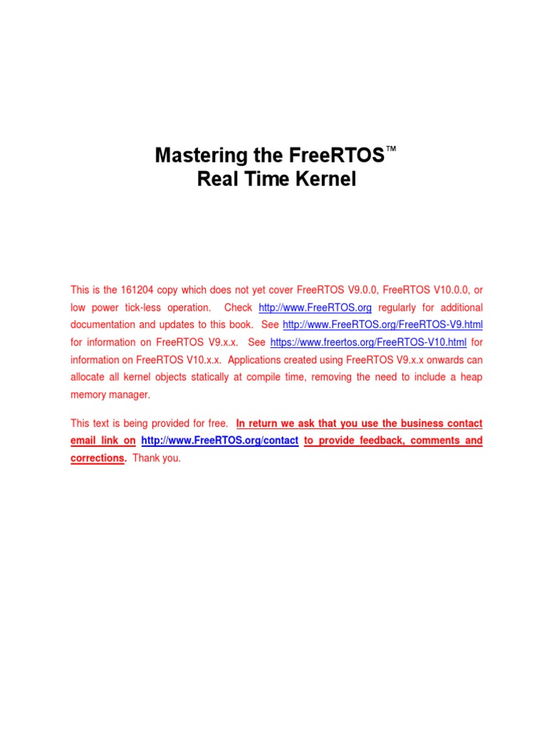 Mastering The Freertos Real Time Kernel A Hands On Tutorial Guide 1 200 Pdf