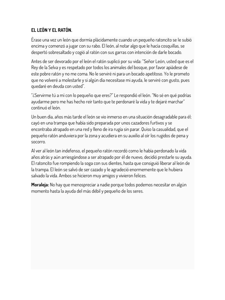 Cuentos Con Moraleja | PDF | León