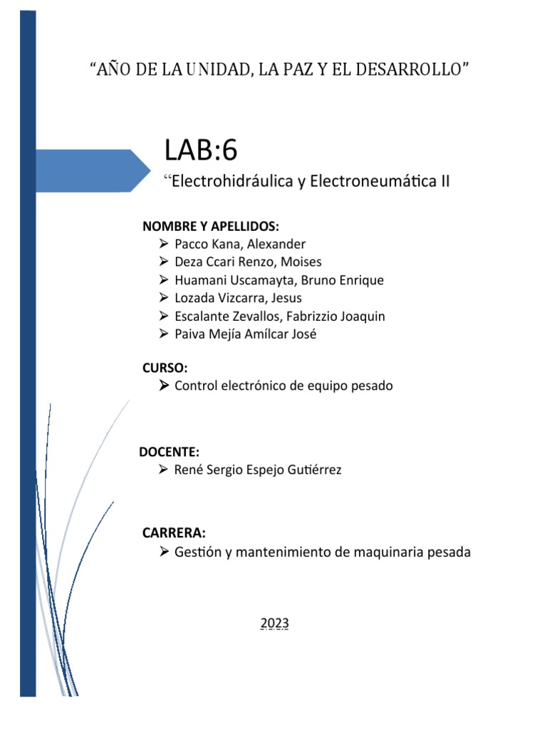 Lab - 06 - Electrohidráulica y Electroneumática II (Recuperado Automáticamente) | PDF | Relé ...