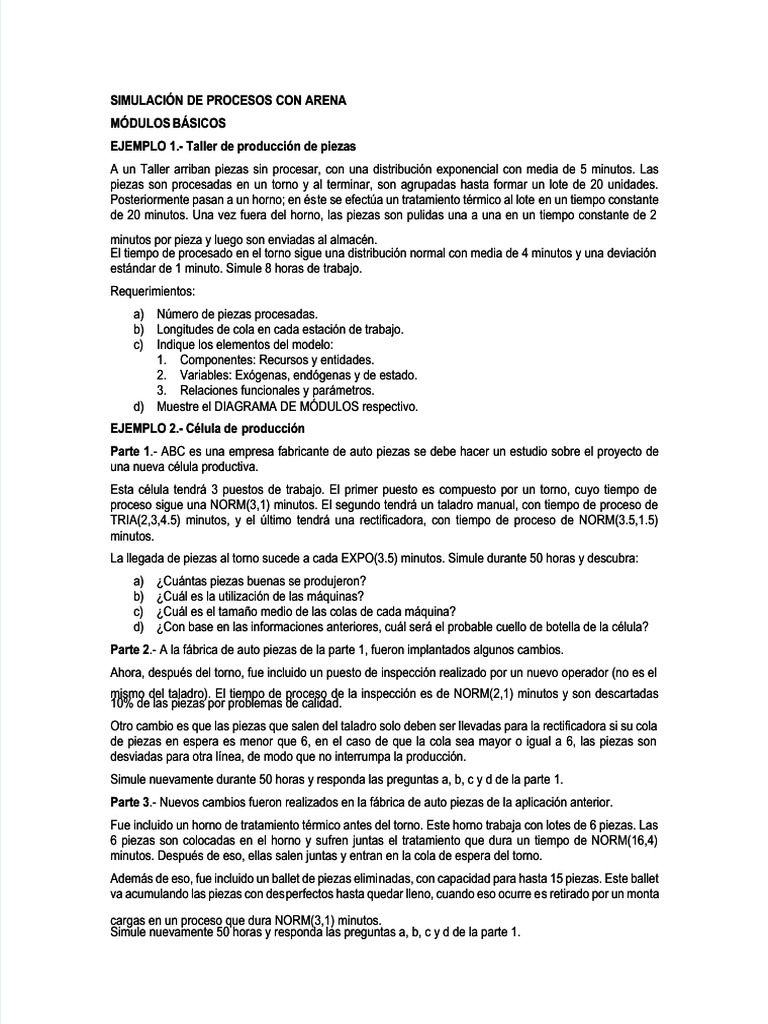 Ejercicios Simulacion en Arena | PDF
