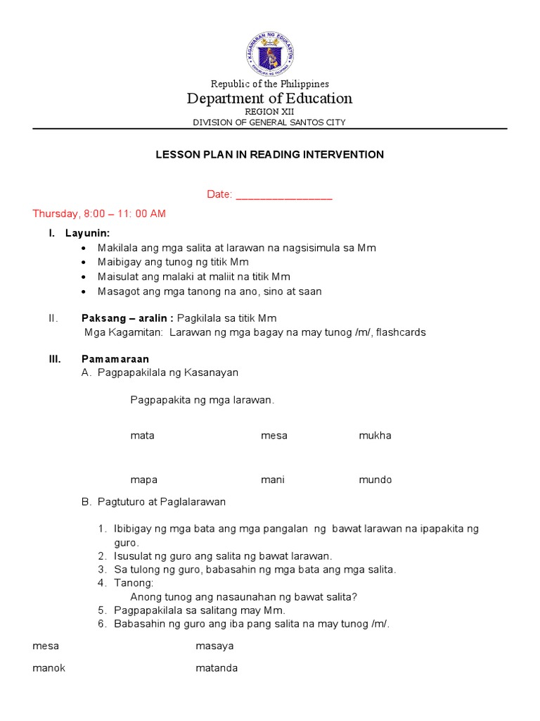 Lesson Plan Filipino | PDF