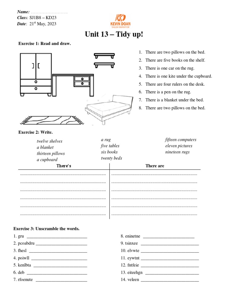 Unit 13 - Tidy Up!: Exercise 1: Read and Draw | PDF | Architectural ...