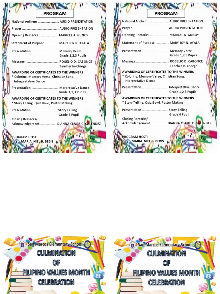 Filipino Values Month - San Marcos | PDF | Philippines