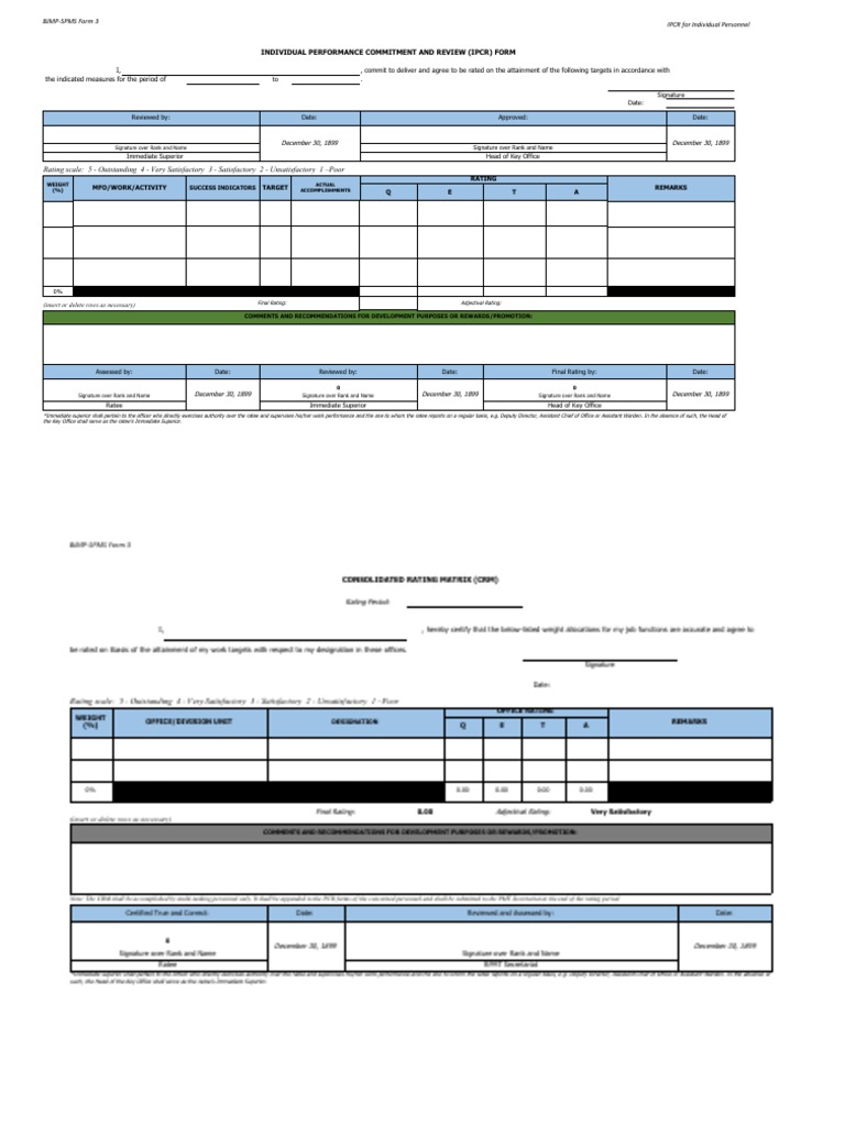 OPCR Form for BJMP Personnel Evaluation | PDF