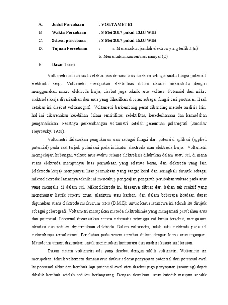 Teknik Voltametri: Prinsip dan Aplikasi | PDF