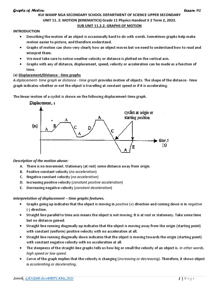Lesson 2 Distance - Time Graph | PDF