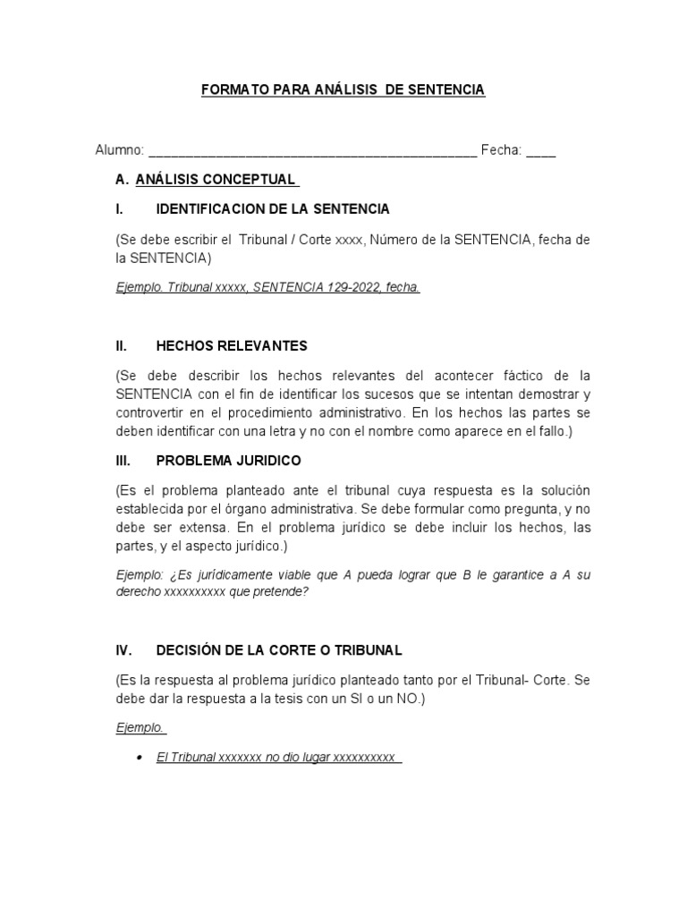 Formato para Analisis de Sentencia | PDF Formato para Analisis de Sentencia | PDF