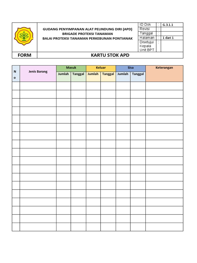 Kartu Stok APD Gabungan | PDF