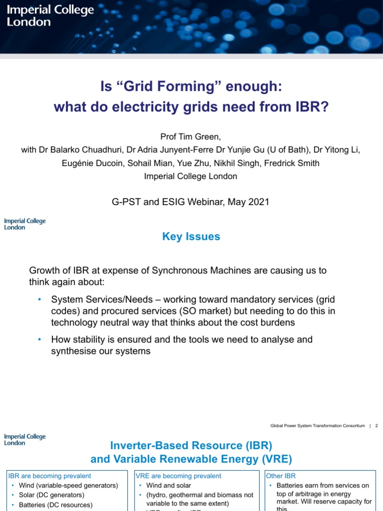 Is Grid Forming Enough What Do Electricity Grids Need From IBR Tim ...