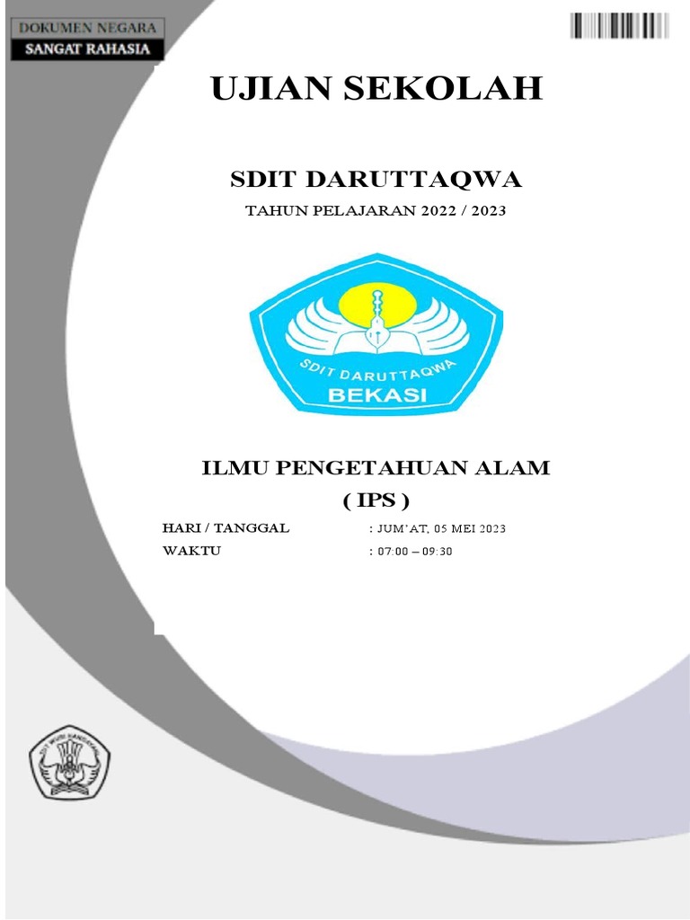 Cover Ujian Sekolah | PDF