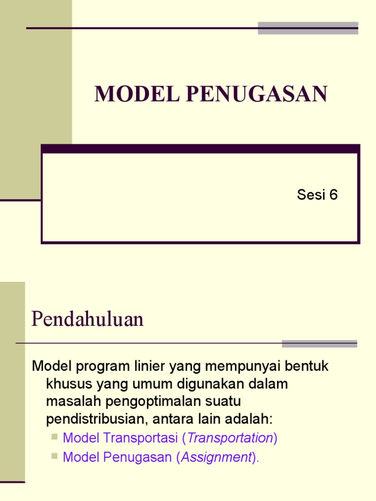 Sesi 6 Riset Operasi (Model Penugasan) | PDF