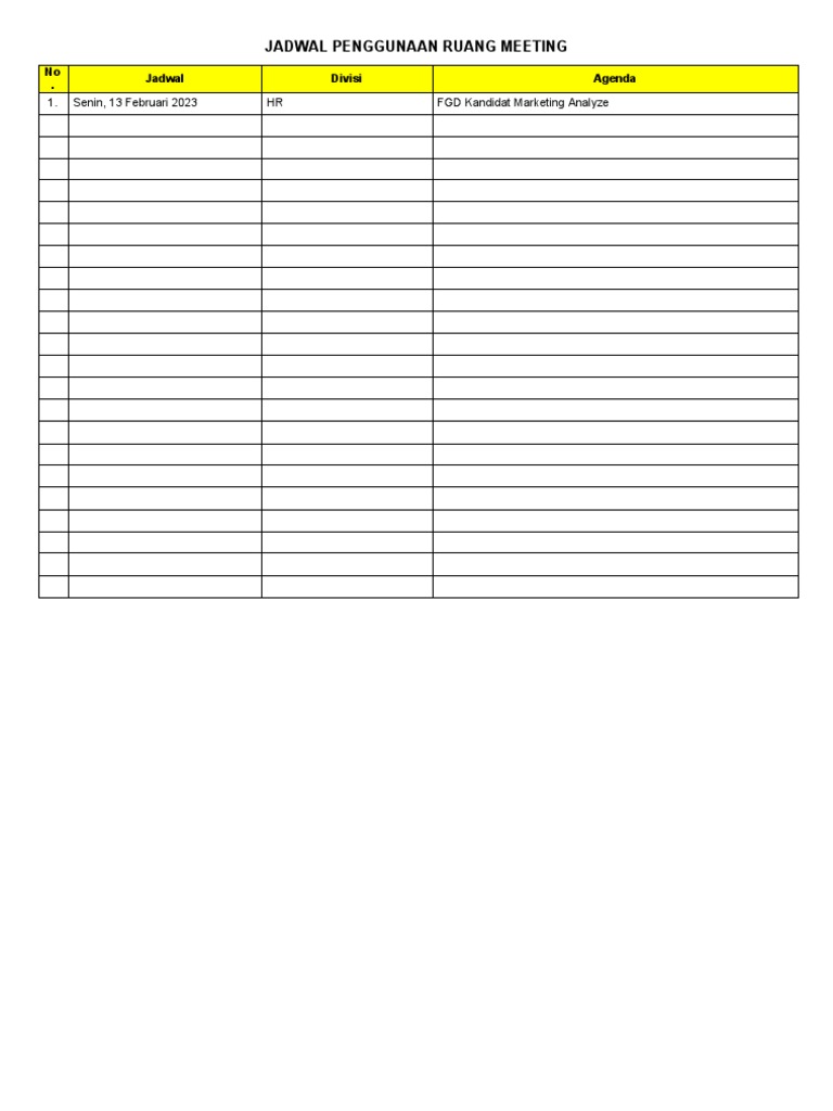 Jadwal Penggunaan Ruang Meeting | PDF