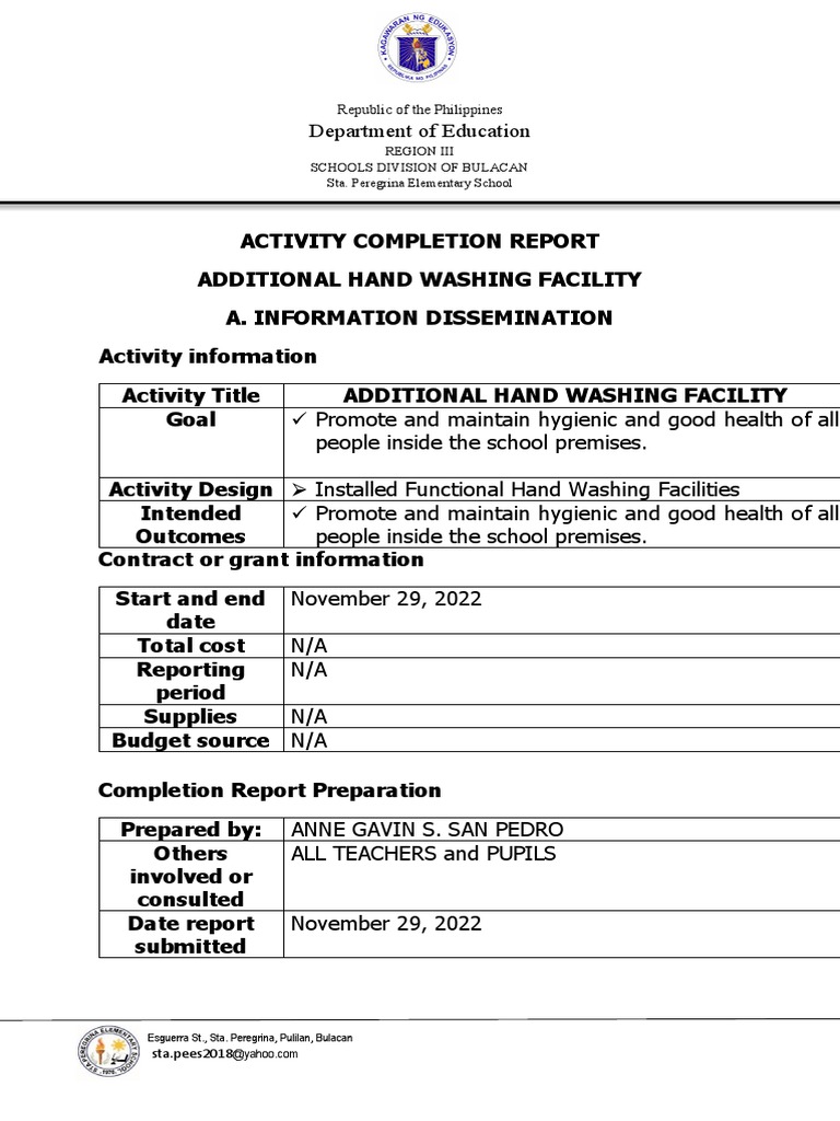 OPCRF ACR Addtional Hand Washing Facilities | PDF
