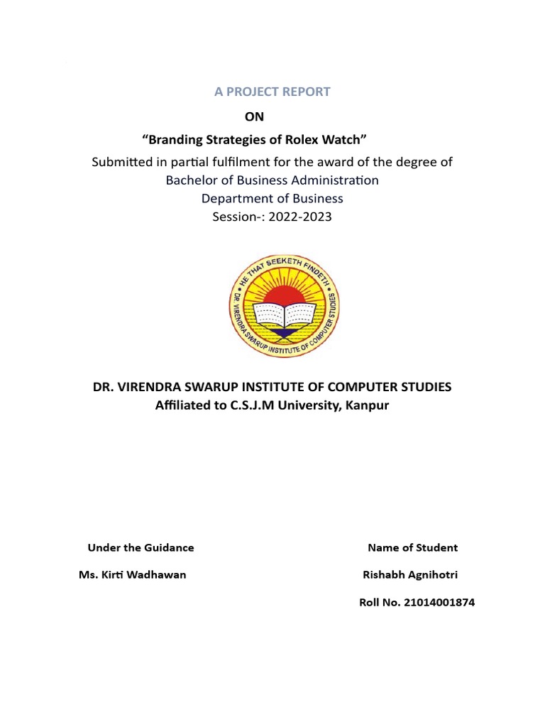 Branding Strategies of Rolex Watch | PDF | Brand | Focus Group