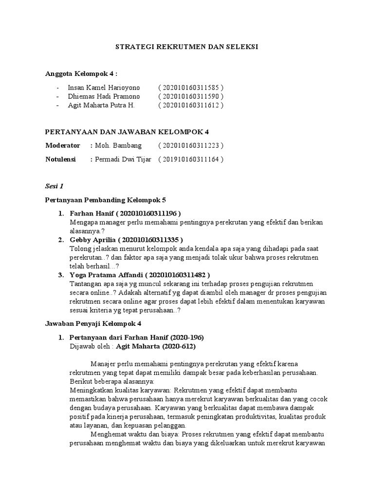 Notulen Presentasi Kelompok 4 | PDF
