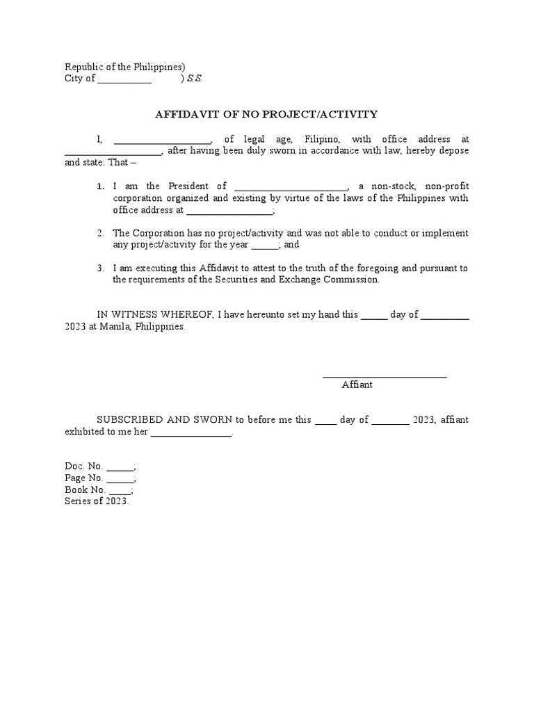 Affidavit of No Projects | PDF
