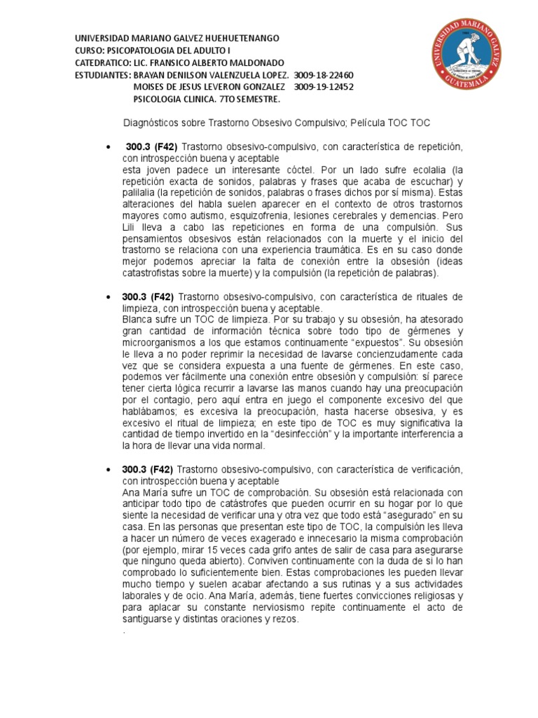 Análisis de TOC en "TOC TOC" | PDF