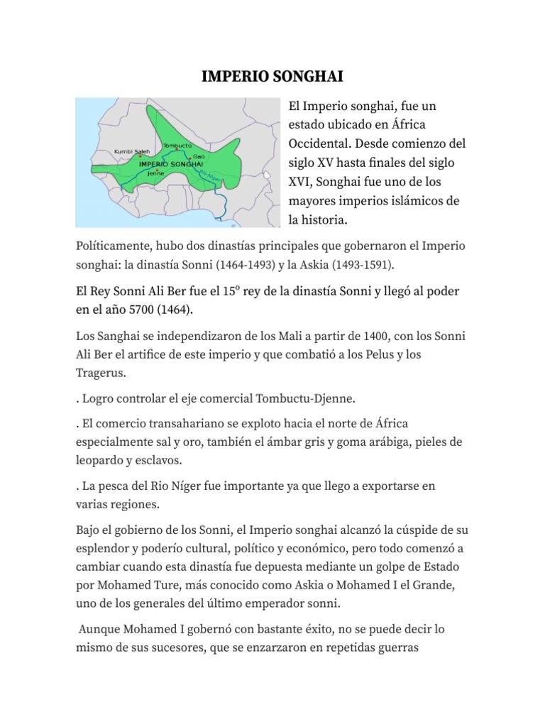 Historia del Imperio Songhai | PDF