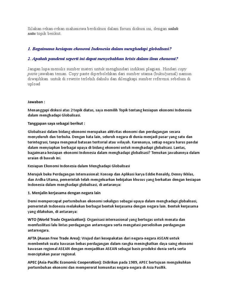 Perekonomian Indonesia Diskusi 7 | PDF