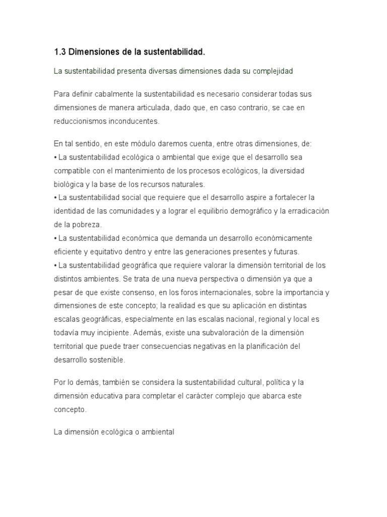 1.3 Dimensiones de La Sustentabilidad | PDF