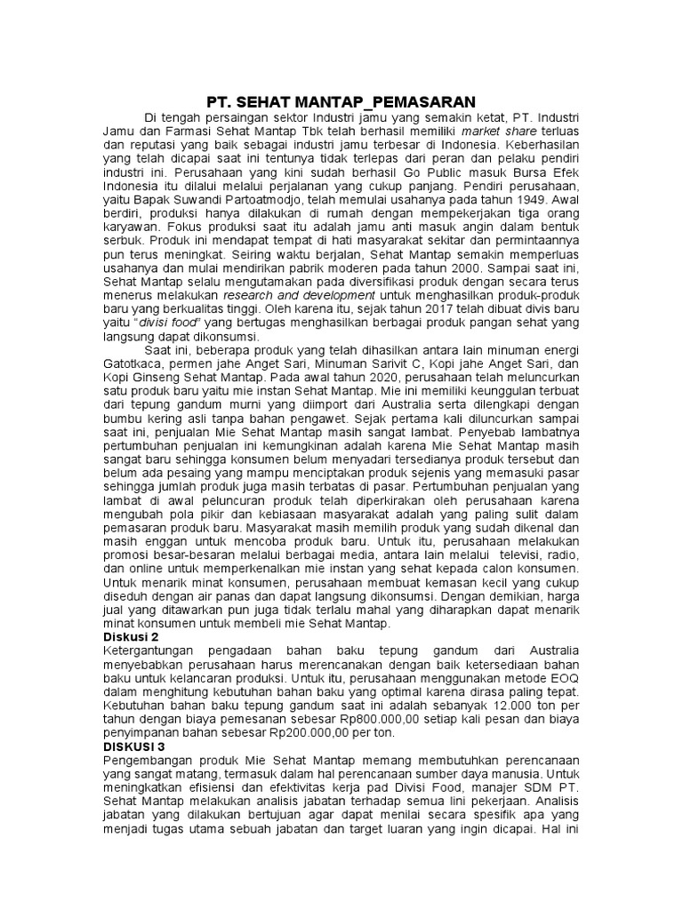 Diskusi 1 - Sehat Mantap - Pasar | PDF