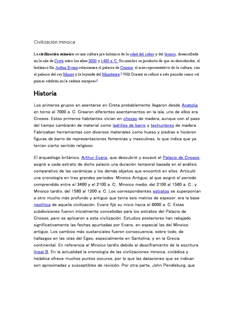 Civilización Minoica | PDF