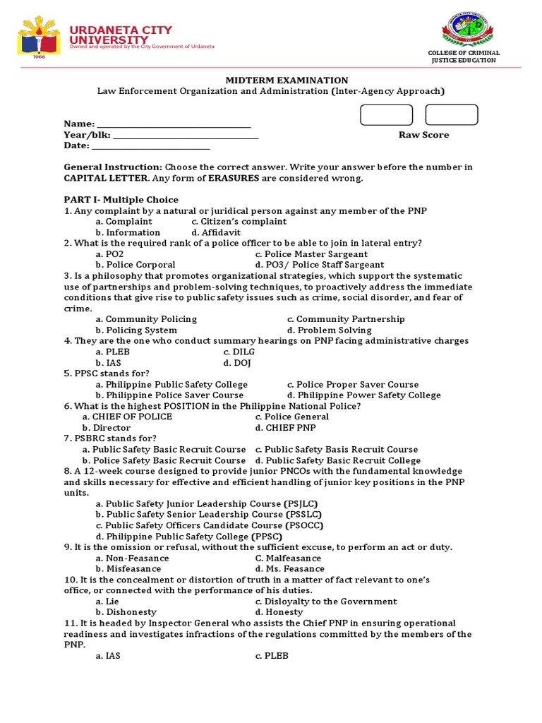 PNP Inter-Agency Approach Exam Guide | PDF | Police | Inspector
