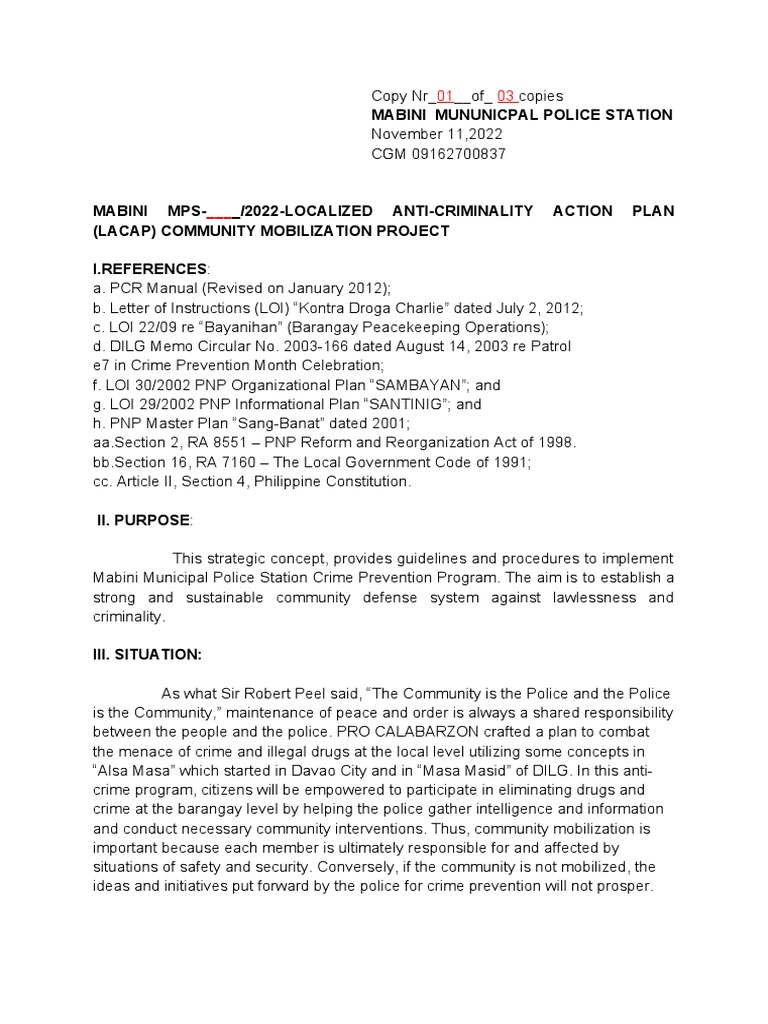 Approved LACAP On CMP | PDF | Police | Crime & Violence