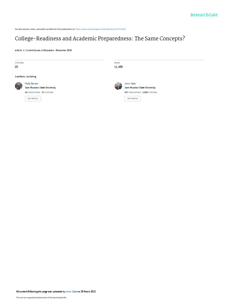 College-Readiness and Academic Preparedness The Sa | PDF | No Child ...