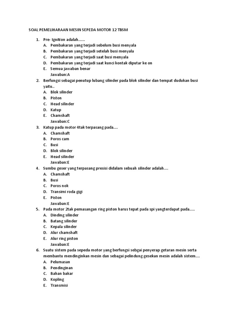 Soal PMSM 12 TBSM 2021 | PDF